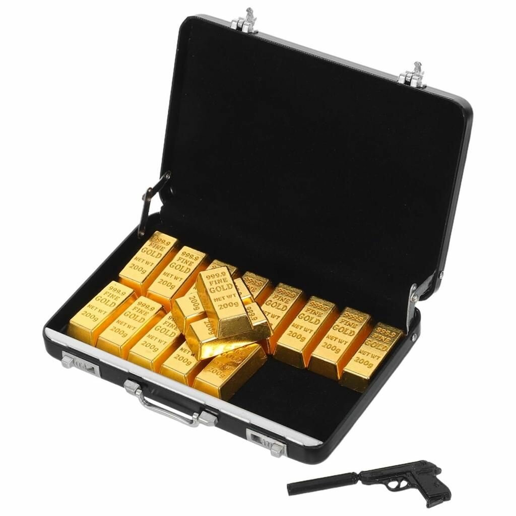 1/12 Имитация кукольного домика, украшение чемодана золотым слитком