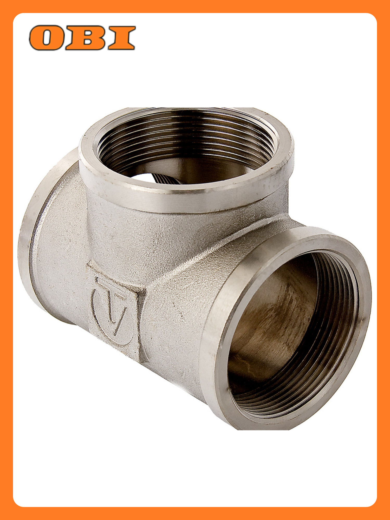 Тройник VALTEC VTr.130. N, латунь, никелированный, 1/2", внутренняя резьба