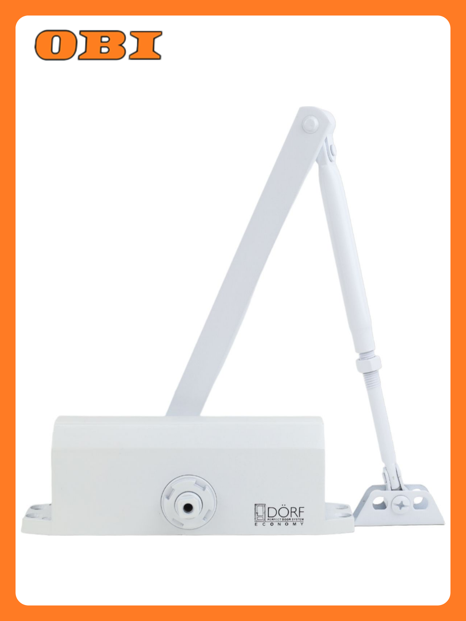 Доводчик дверной DORF ECONOMY L-8224, 110кг, белый, рычажная тяга, верхний монтаж, правая, левая, 300000-500000 циклов