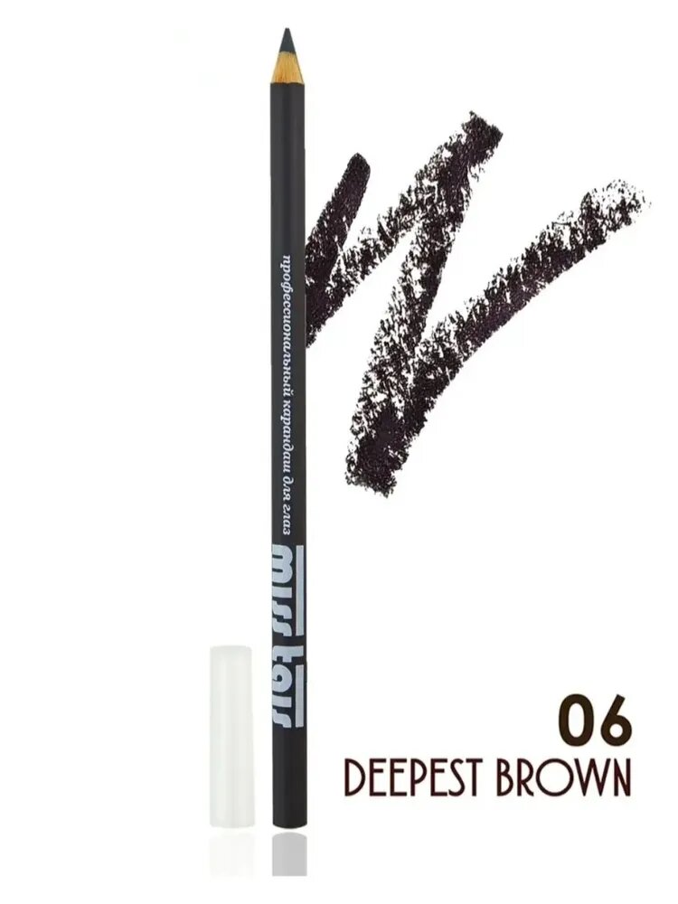 Профессиональный карандаш для глаз № 06 тон "Deepest Brown - тёмно-коричневый"(Бразилия) Miss Tais/ Карандаш для глаз профессиональный гипоаллергенный водостойкий контурный косметический