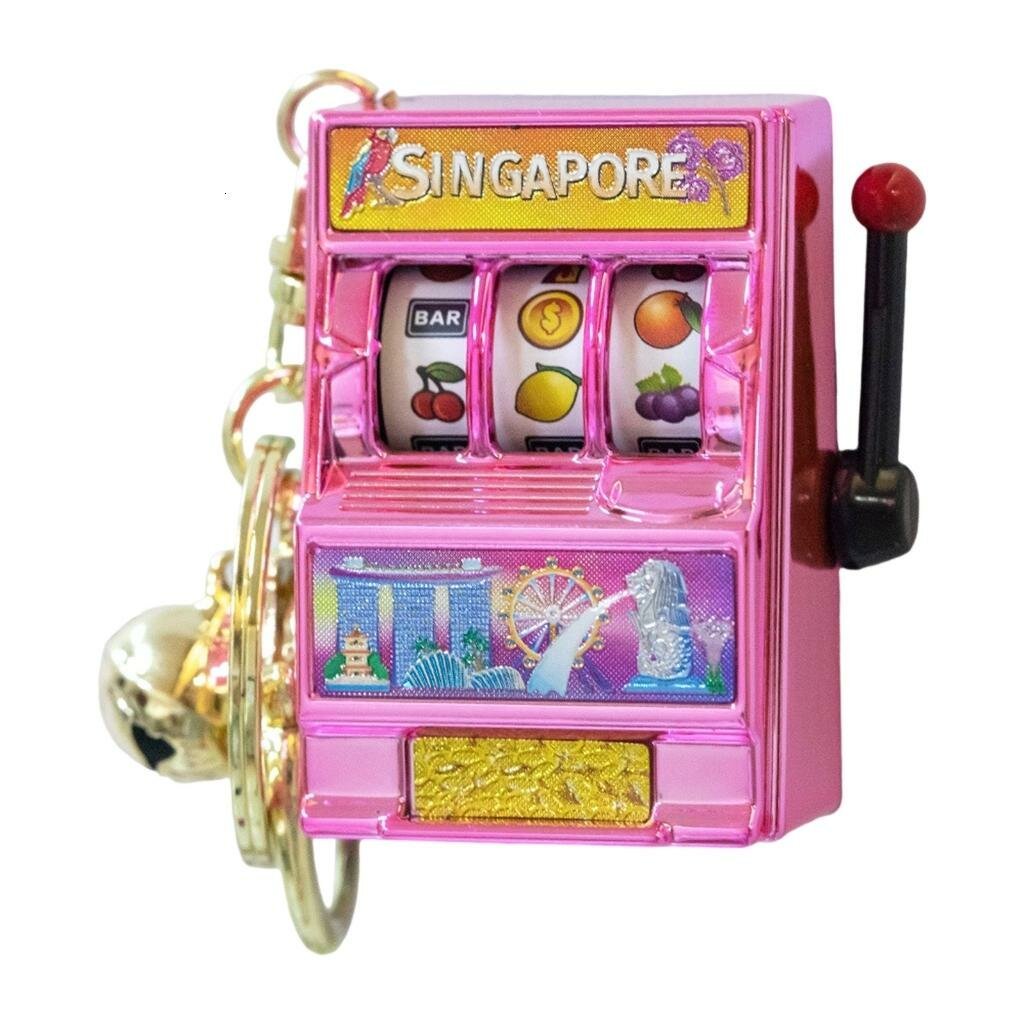 Брелок для ключей с фруктовым автоматом и лотерейным автоматом-розовый