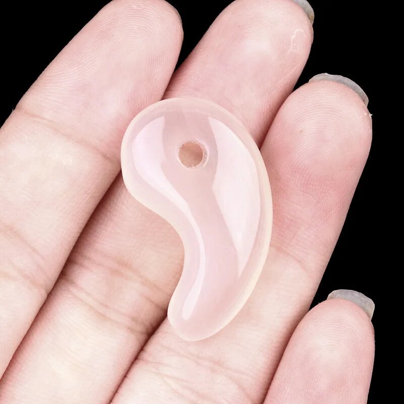 Магатама из агата Розовый, 2pcs, White Agate