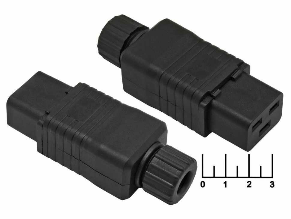 Разъем питания 3pin гнездо C19 на кабель под винт (5-0048)