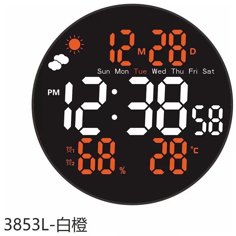 Электронные часы с большим экраном, настенные LED часы, гостиная, высококачественный цветной экран, отображение погоды, электронные настенные часы, кросс-бордер