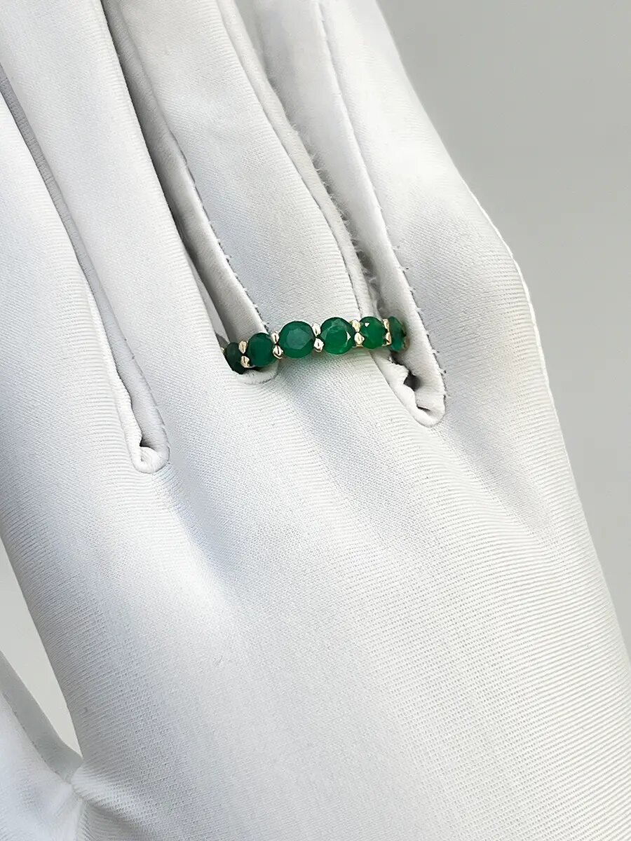 Кольцо дорожка, желтое золото, 375 проба, изумруд