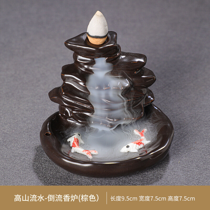 Кадильница с обратным потоком, креативный домашний декор, керамическое изделие, дзен-орнамент, рыбки, сандаловое дерево, орнаментальный кросс-бордер