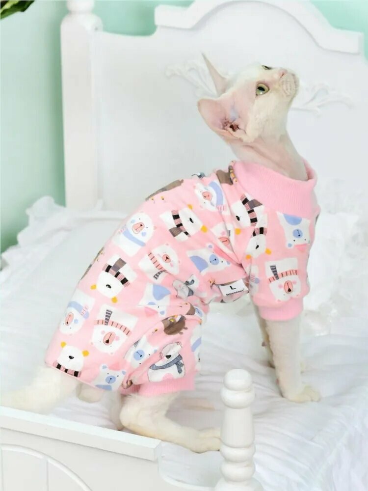 Комбинезон для кошек из хлопка: анатомический крой, размер L (для сфинксов, после операций)