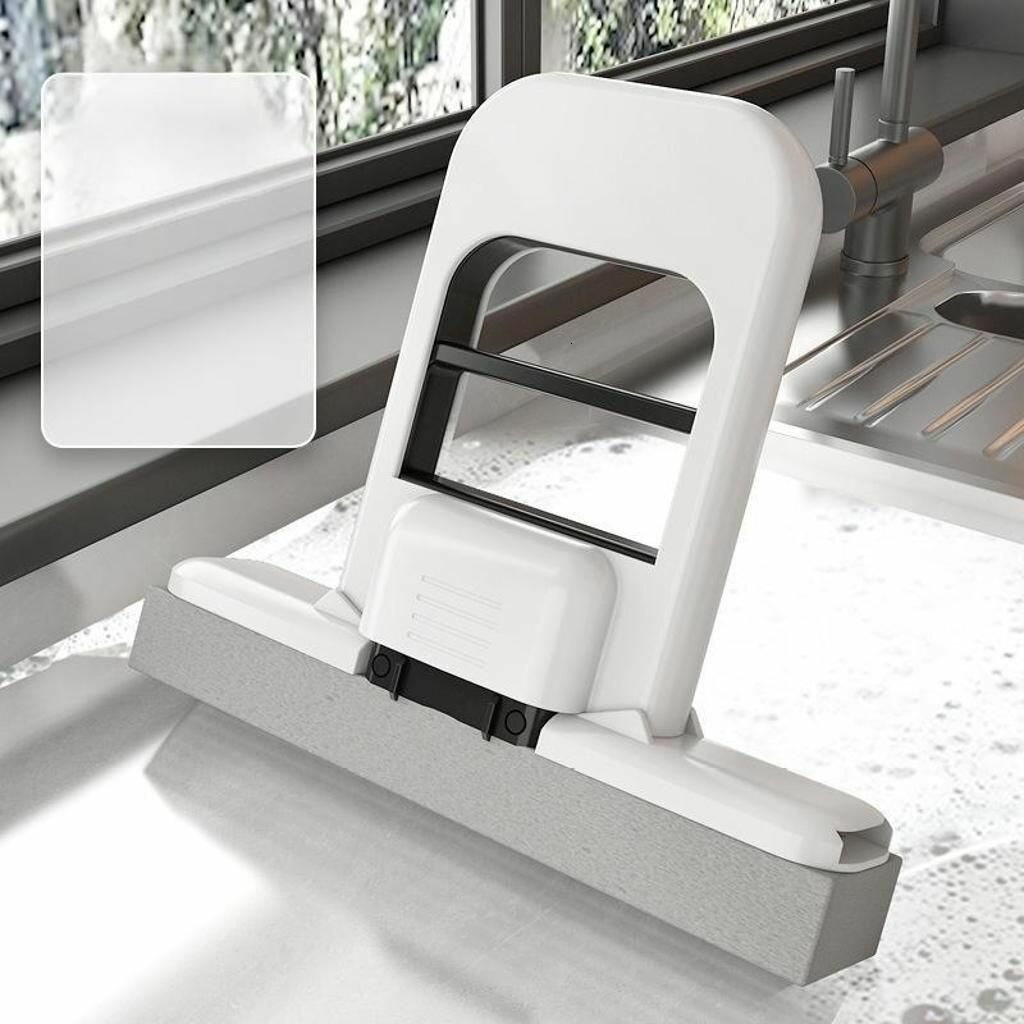 Универсальная миниатюрная швабра с системой отжима и удобным хранением, Черный