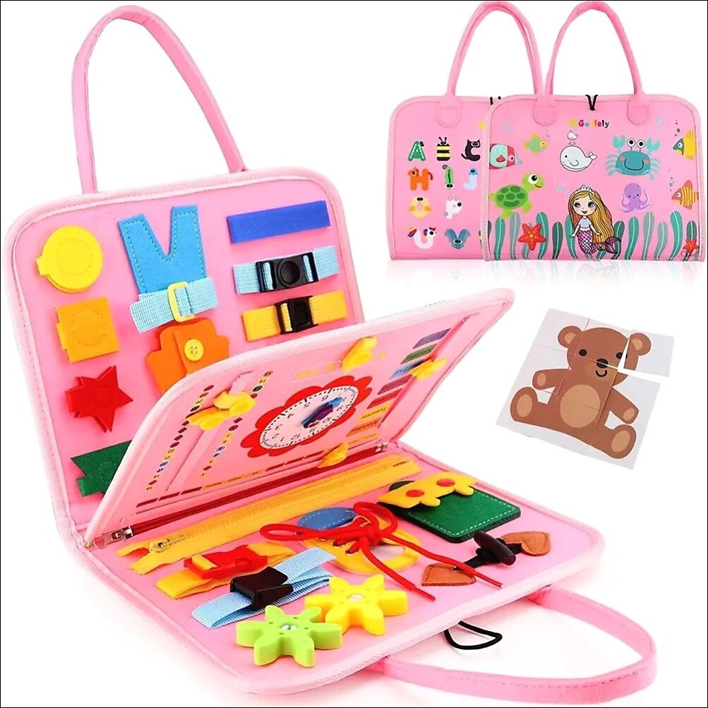 Книжка бизиборд Мягкий лама для малышей от 1 года "Русалочка", из фетра дорожный бизиборд для мальчиков и девочек