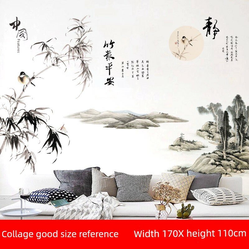 Наклейки на стену в китайском стиле, самоклеящиеся, для спальни, теплый китайский стиль, наклейки на стену для