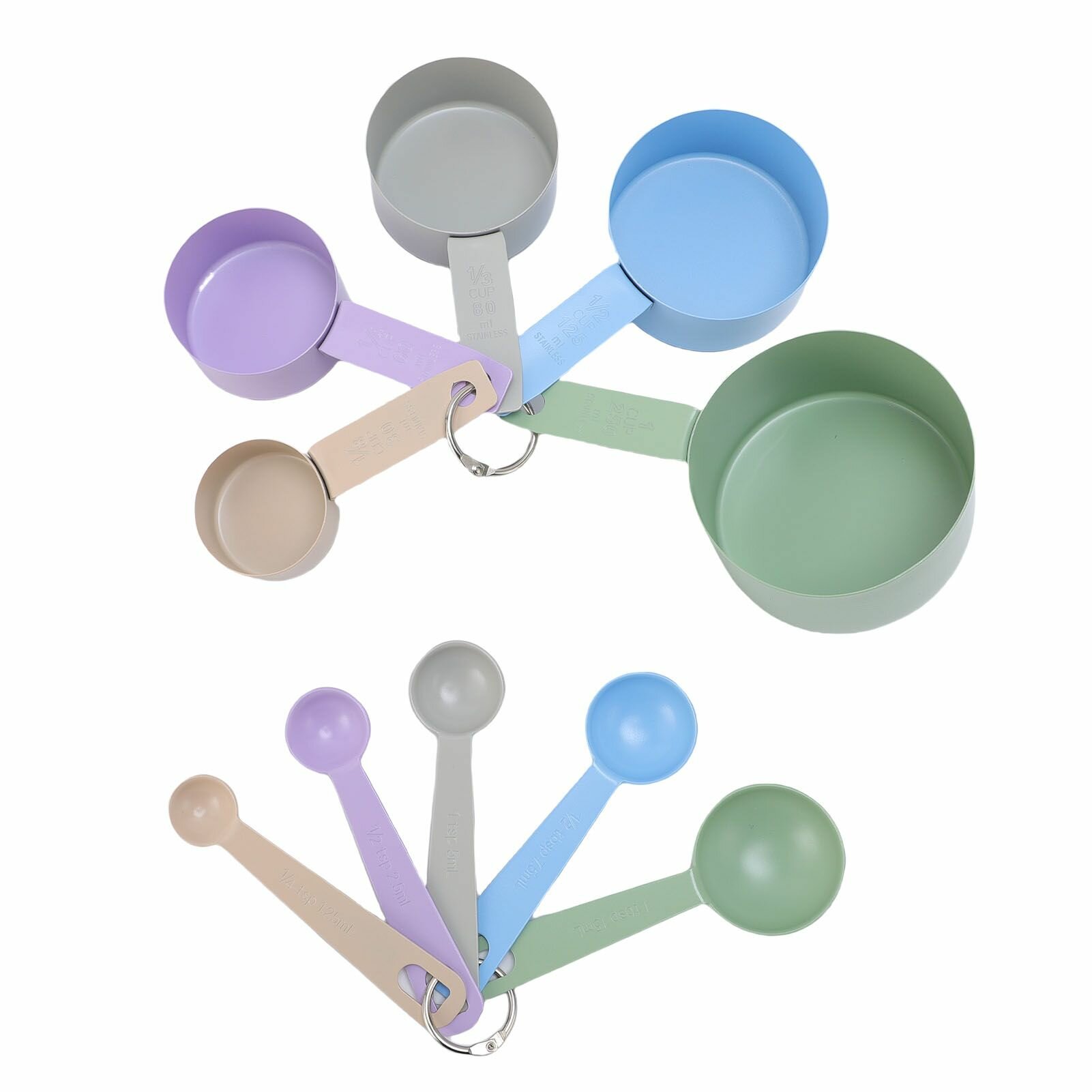 Цветные мерные кружки и ложки из нержавеющей стали для кухни