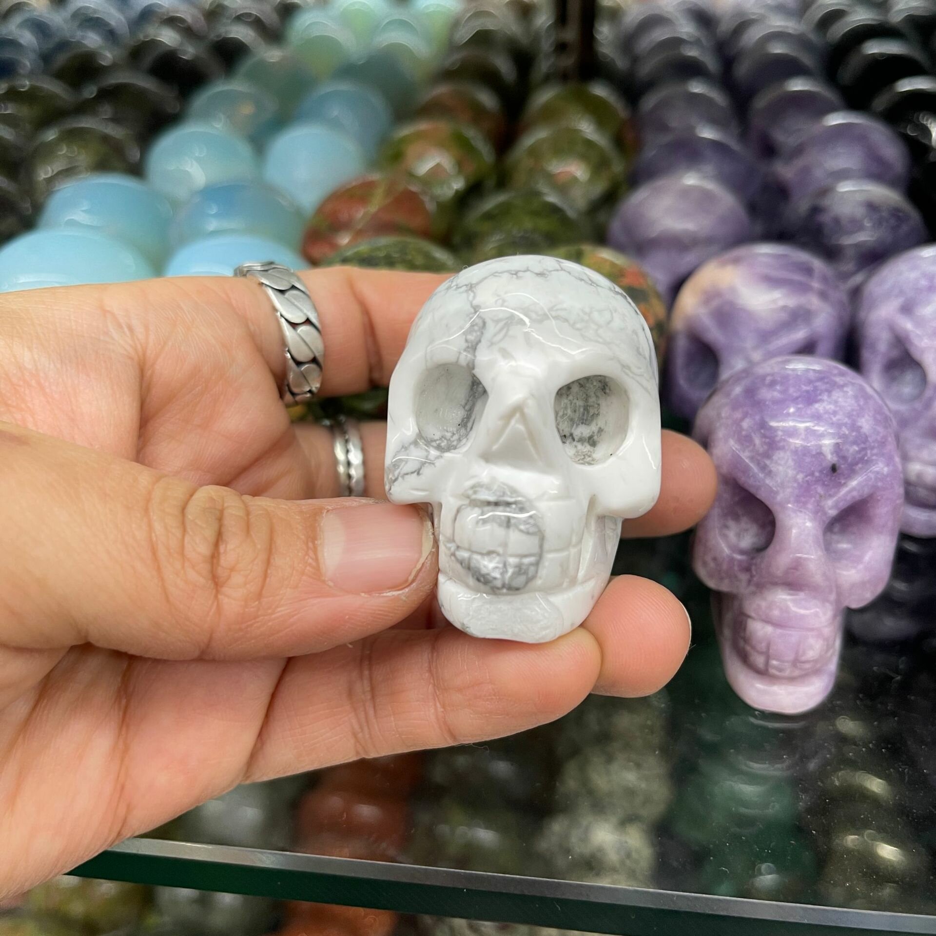 2inch Нефритовый Резной Череп Натуральный Необработанный Камень Полированный Призрачный Голова Хэллоуинское Украшение Кристальный Череп Орнамент