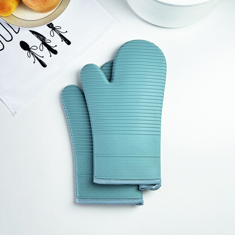 Горячая распродажа, термостойкие силиконовые перчатки для кухни, специальные утолщенные удлиненные перчатки для выпечки в духовке