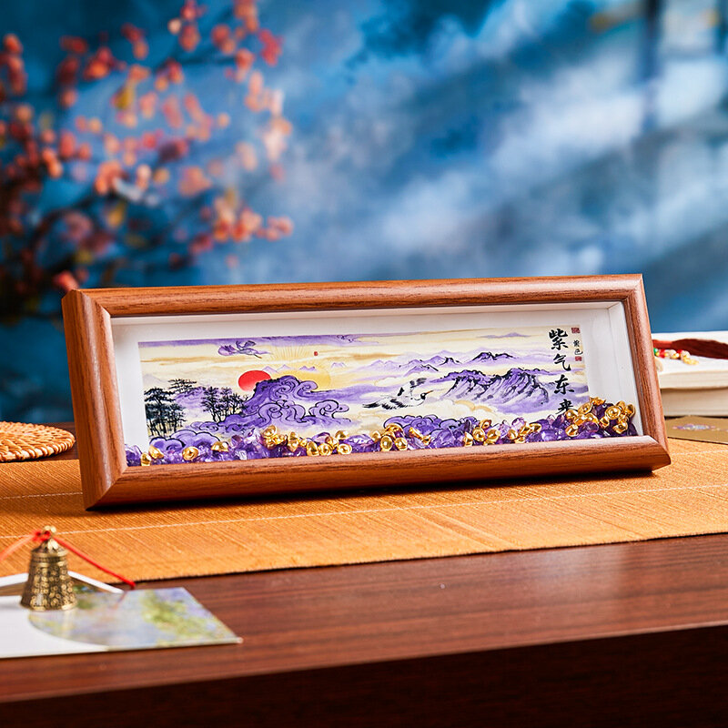 Горячая продажа SG Фиолетовая картина пейзажа Ци Донг Лай, культурный и креативный декор для гостиной, входа, офиса, креативный сувенир для демонстрации