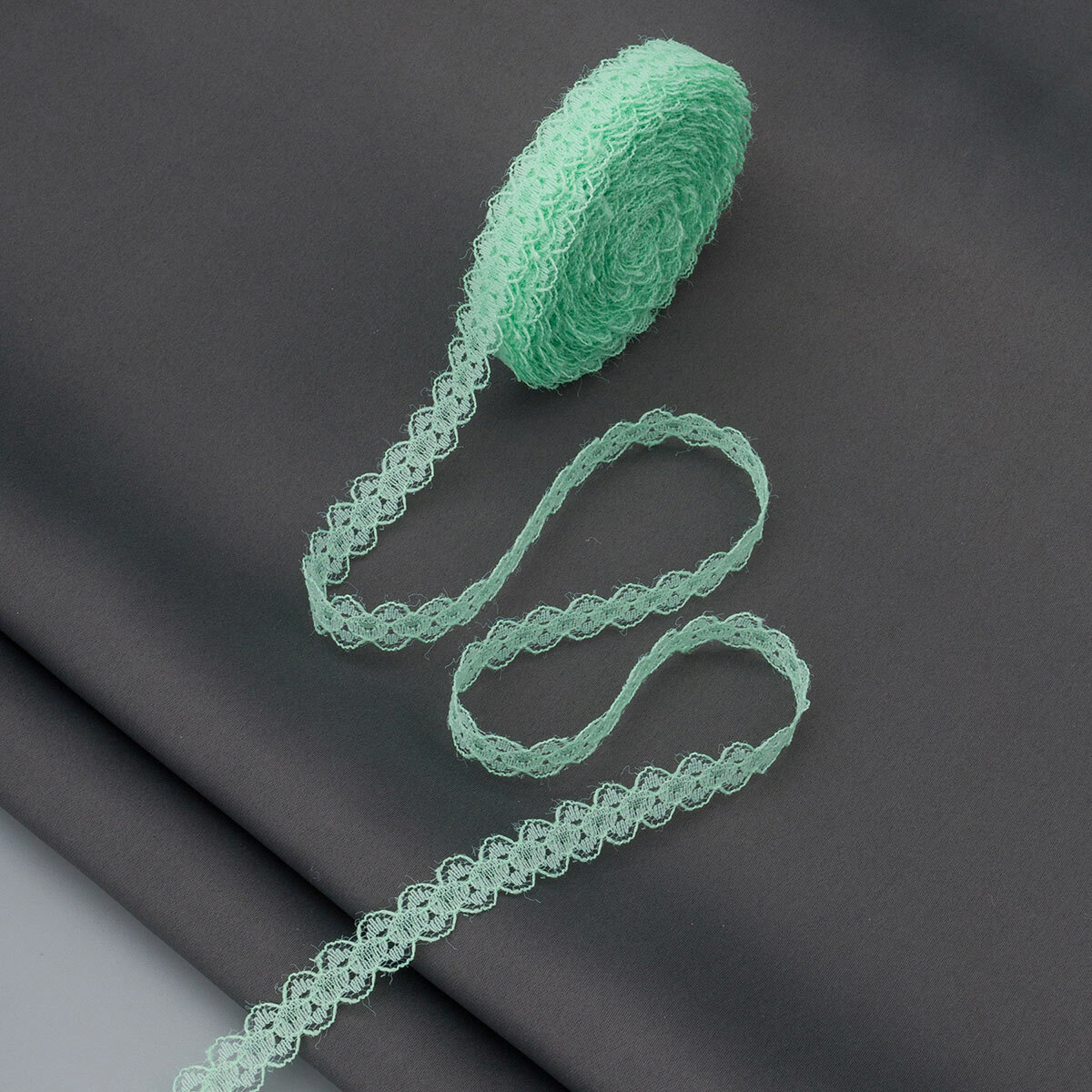 Кружево капроновое для шитья и рукоделия, цвет мятный, 1,5 см х 13,72 м