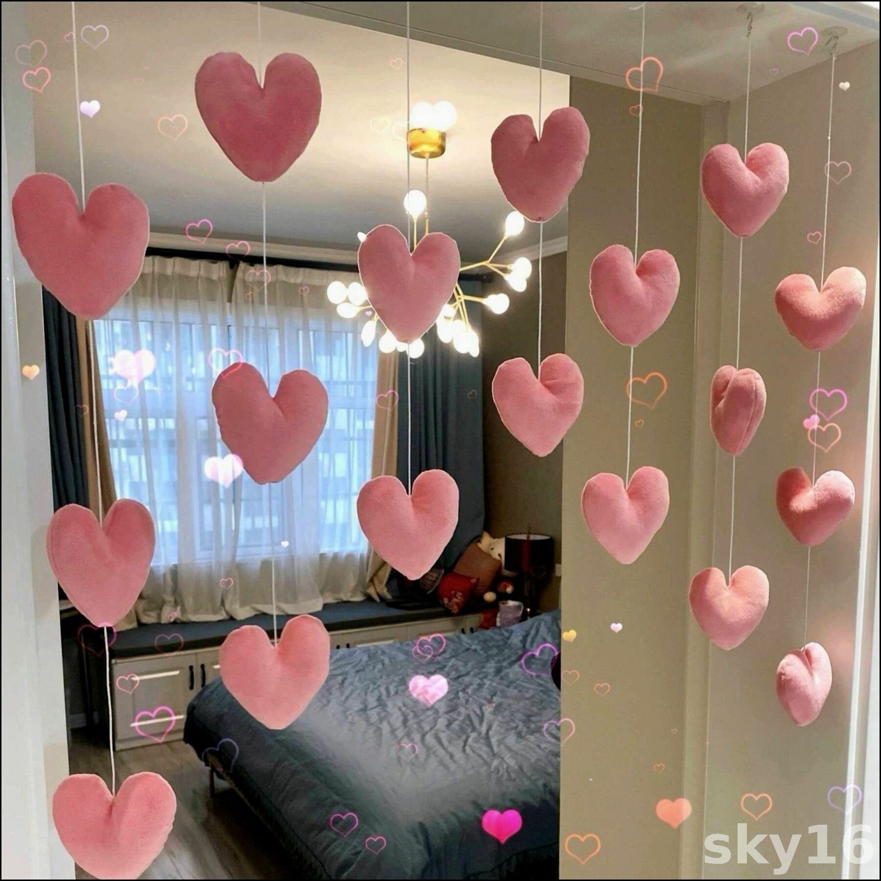 Дверные украшения, 18 любовных сердечек, занавески-перегородки, милые персиковые сердечки в корейском стиле, 7 штук.