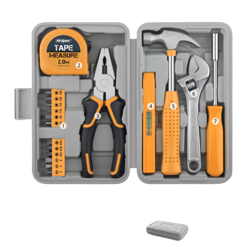 Многофункциональный набор инструментов Hi-Spec, набор из 18 предметов, с ящиком для инструментов, желтый