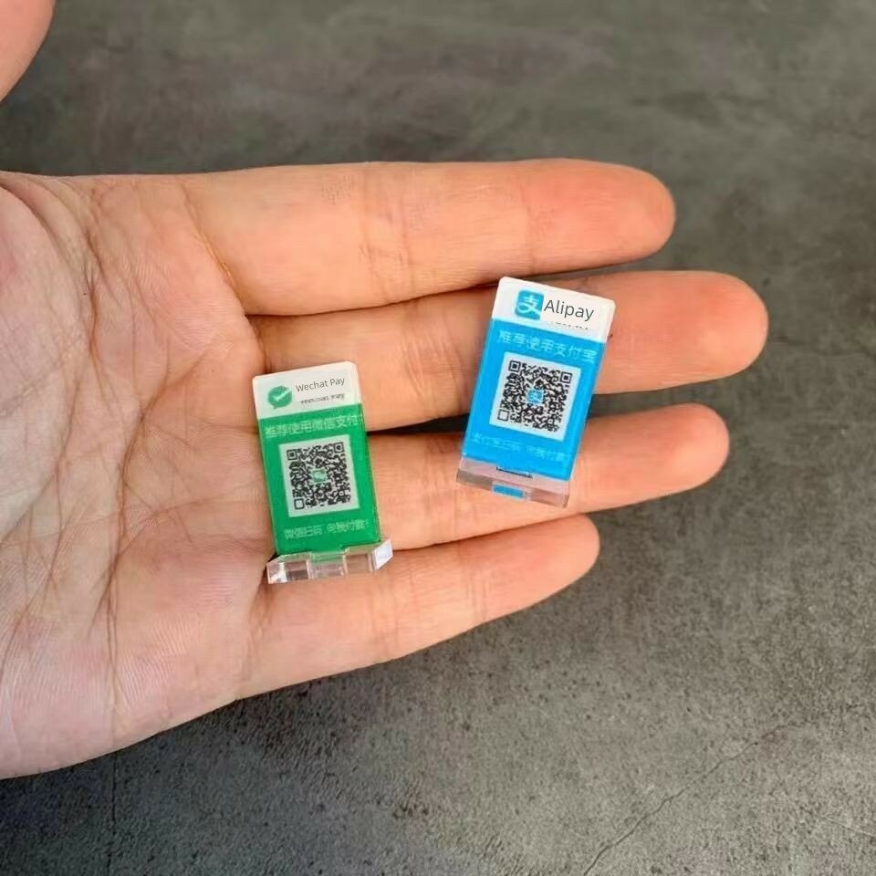 1 маленький QR-код Alipay + 1 маленький WeChat для миниатюрного супермаркета в домике, с клейкой основой