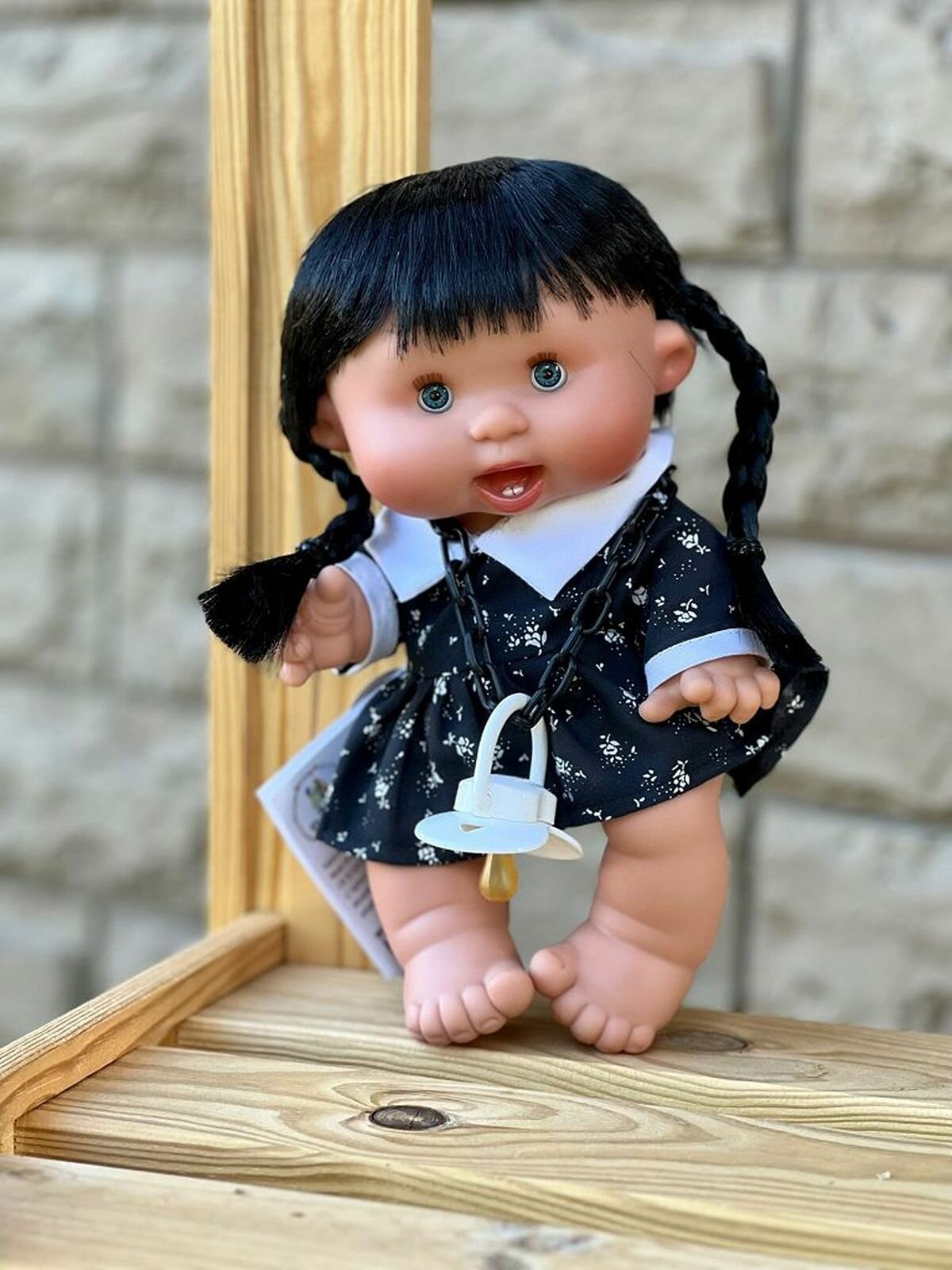 Пупс Nines 26 см PEPOTE BLACK с закрывающими глазками