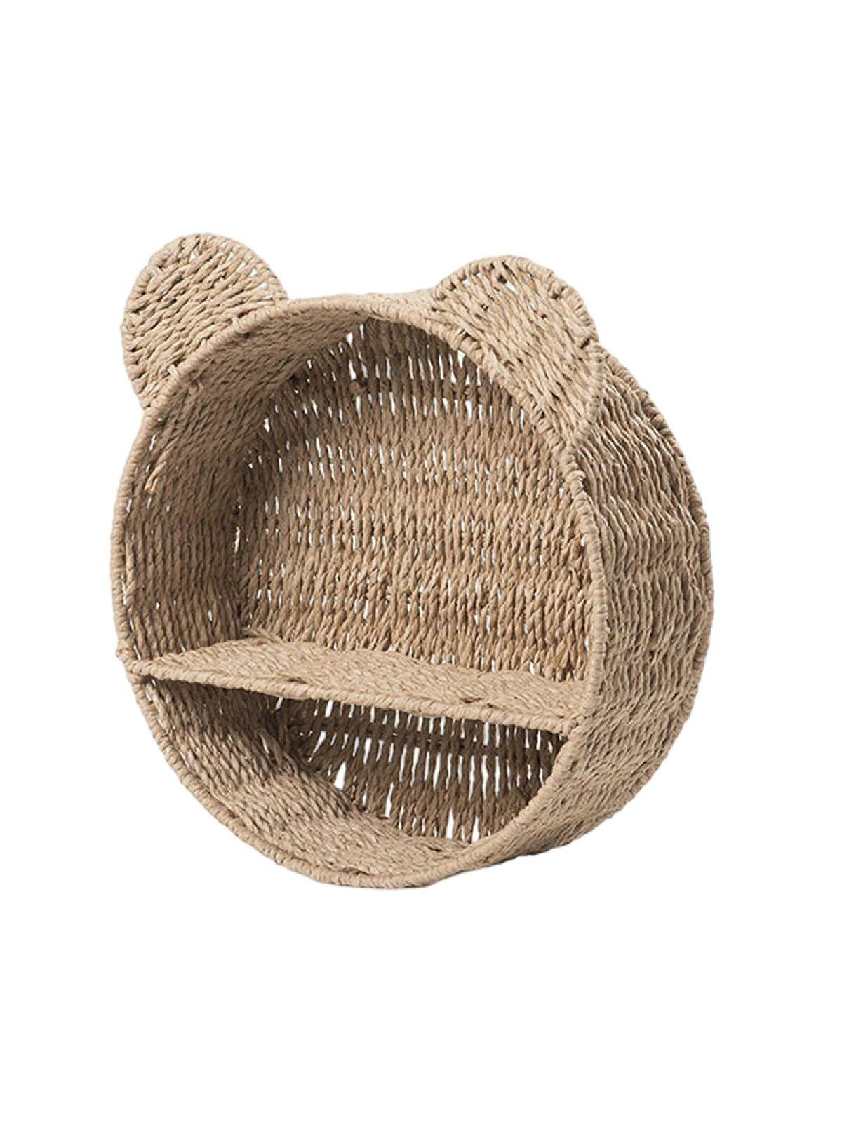 Стеллаж для хранения небольших растений из ротанга Настенная полка для корзины с Милым Медвежьим ухом