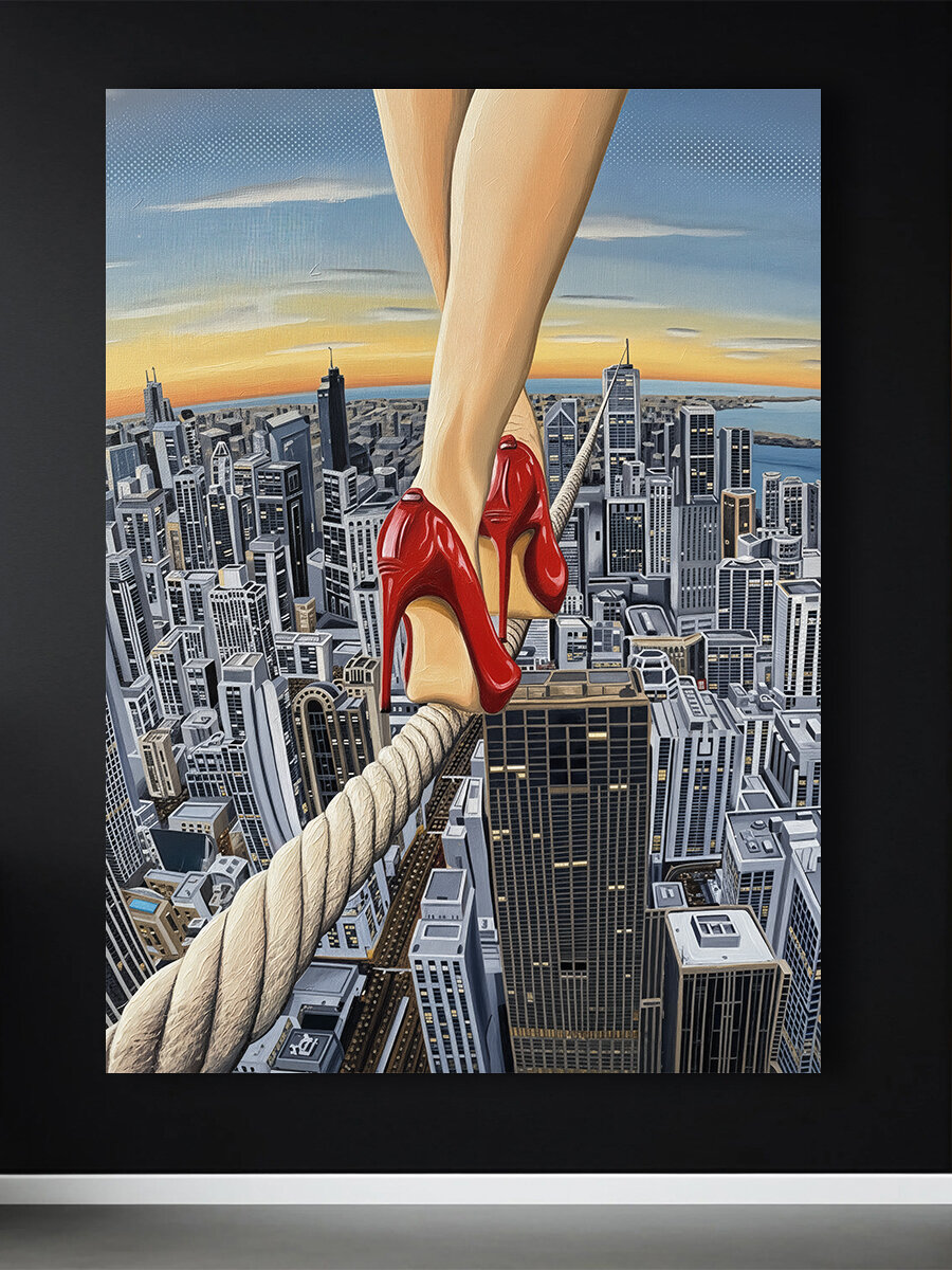 Картина интерьерная на стену - "Стильные девушки в купальниках, бикини, яркий дизайнерский арт на стену в спальню для мужчины" , 60х80 см.