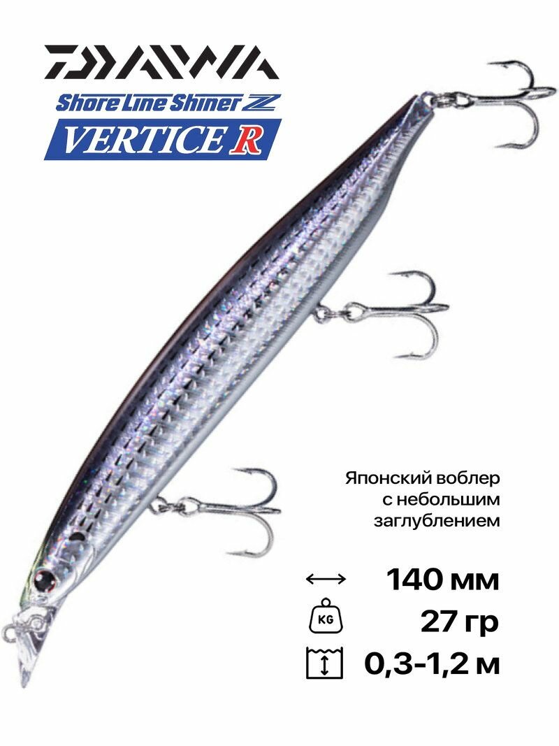Воблер Daiwa Shoreline Shiner-Z Vertice R 140F, 140 мм, 27 гр, #3D Konoshiro