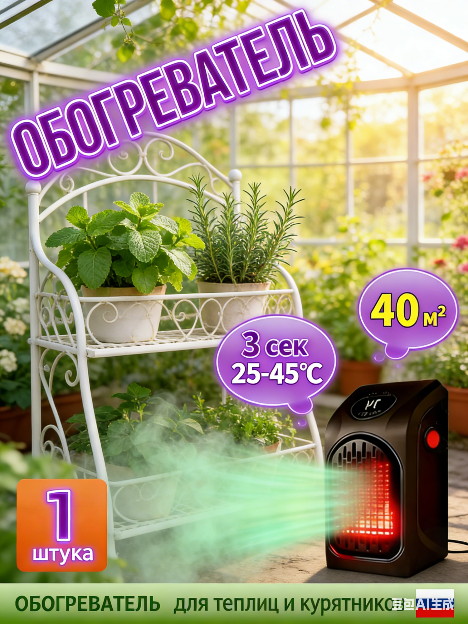 Обогреватель для теплиц, парников, курятников