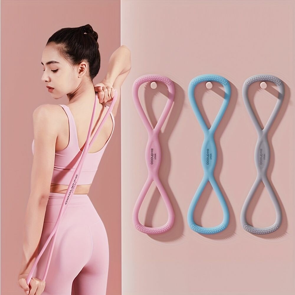 Эспандер восьмерка из высокоэластичного силикона для растяжки груди, раскрытия плеч и похудения рук - прочный силикон для фитнес-тренировок