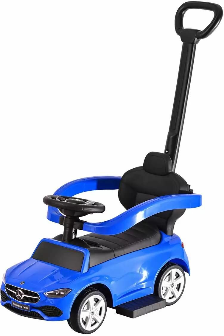 Машина-каталка Prince Toys PT668 "Mercedes-Benz C-Class" с ручкой, синяя, звук