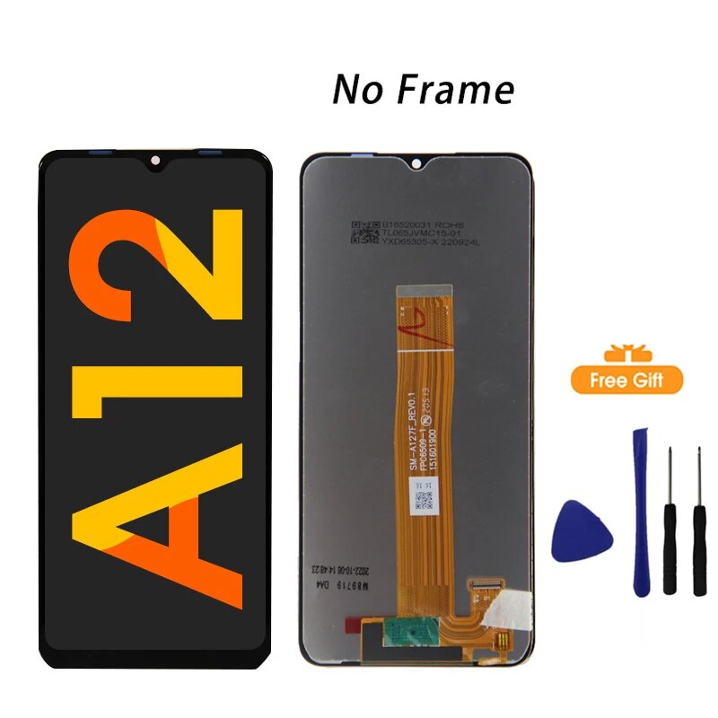 Дисплей A12 для Samsung Galaxy A12 A125F A127F ЖК-дисплей, дигитайзер сенсорного экрана в no Frame