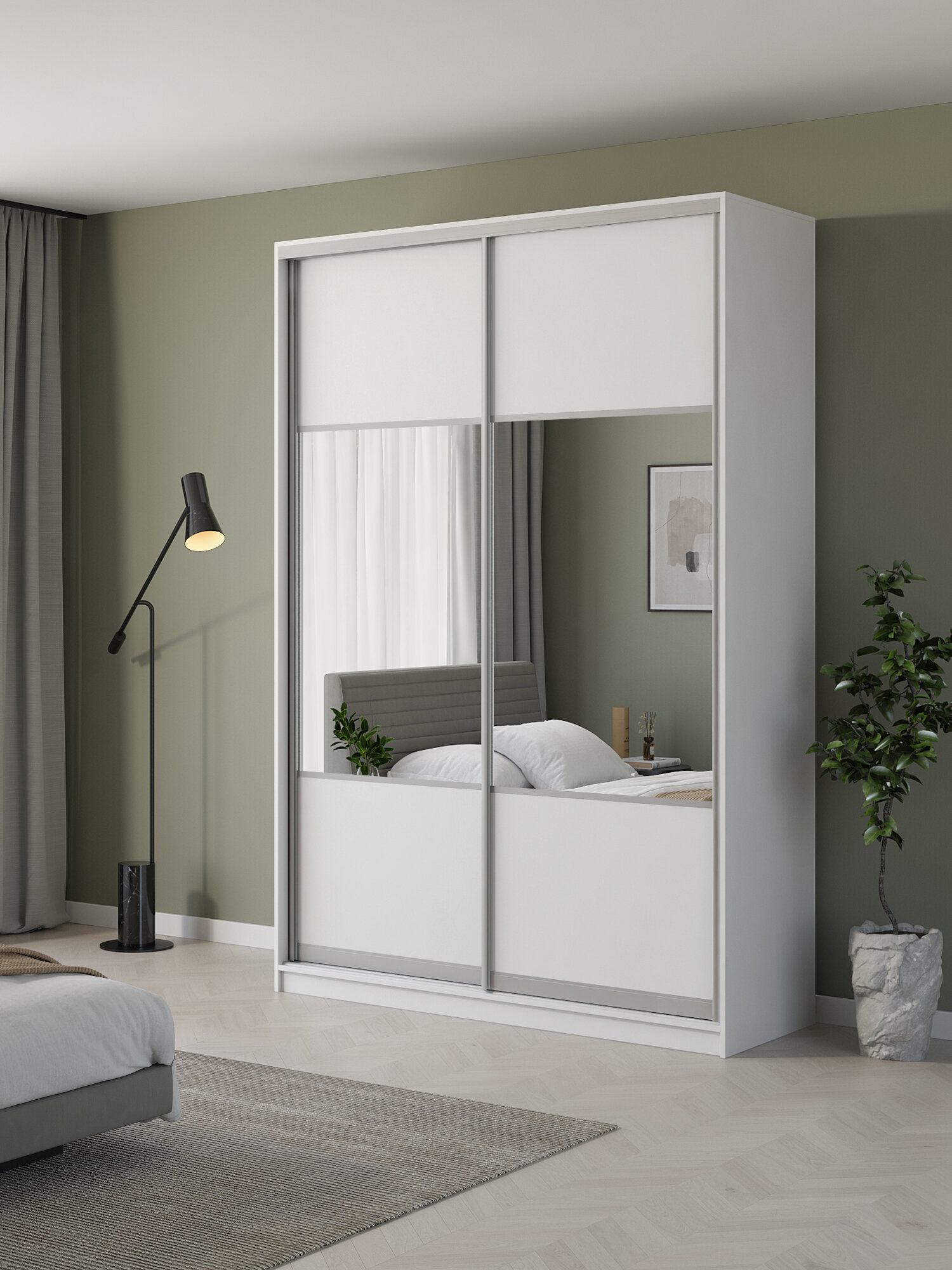 Шкаф купе Матэрна для одежды белый комбинированный 150 х 58 х 240 см