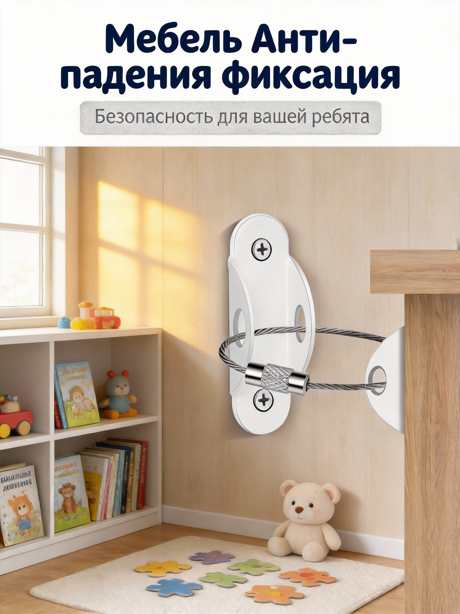 Ремни для крепления мебели, анти-падения фиксатор из 304 стального провода и пластмассы для прикрепления к стене и защиты от опрокидывания