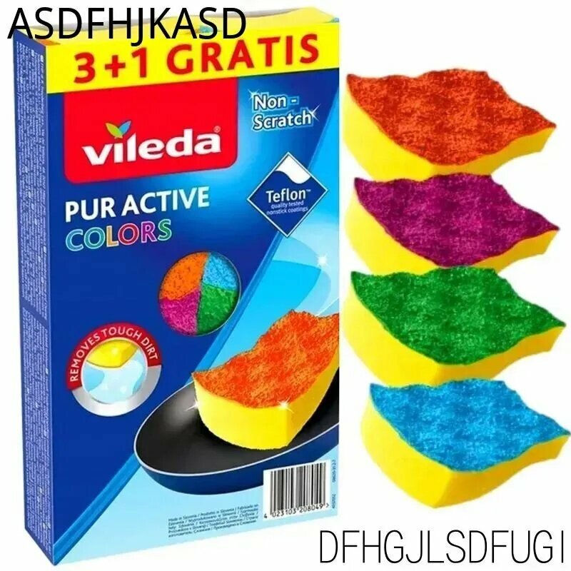 Губка губка vileda, Полиуретан, Акрил, 4 шт.