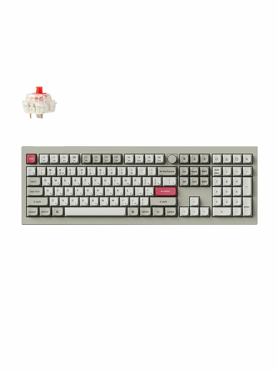 Keychron V6 Max Gateron Jupiter Red Беспроводная механическая игровая клавиатура, русская раскладка, Retro