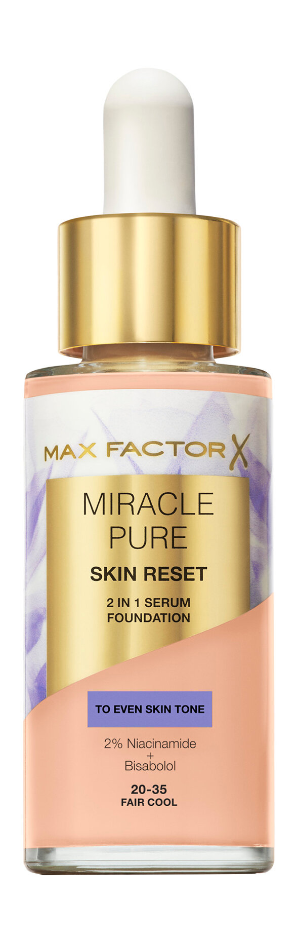 MAX FACTOR Тональная основа Miracle Pure Skin Reset Serum Foundation, 30 мл, 20-35 Fair Cool