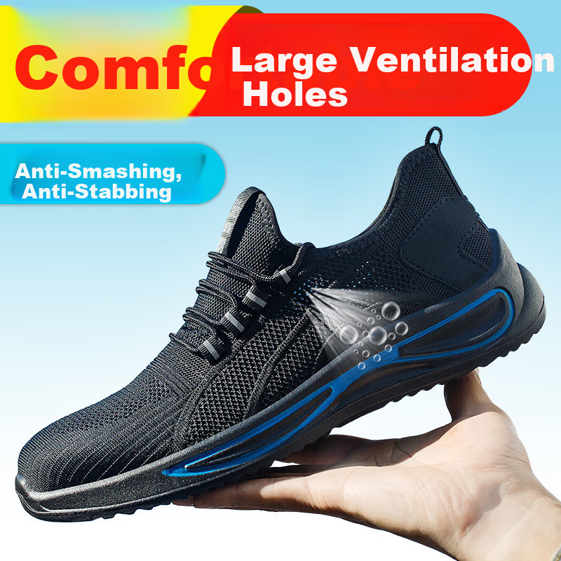 Twelve Lingzhi Labor Protection Shoes Men's Anti-Smashing Anti-Stab Steel Toe Wear-Resistant Lightweight Breathable Safety Work Shoes 360s Mesh 36