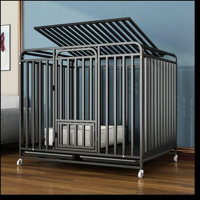 Клетка для собак "Усиленная", на колесиках, разборная, 95х64,5х85 см, чёрная