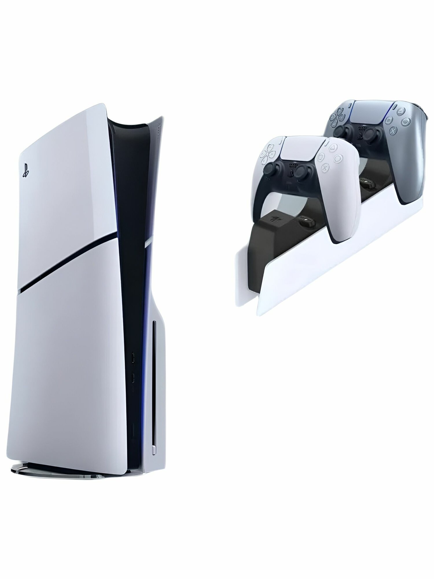 Игровая приставка Sony PlayStation 5 Slim с дисководом + 2й серебристый геймпад и зарядная станция