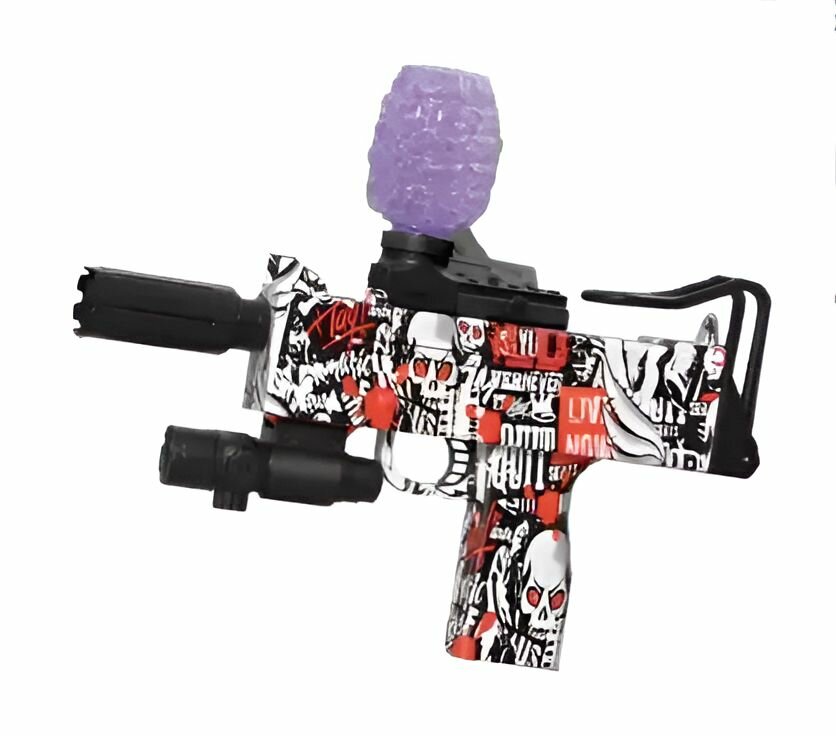 Гидробольный Орбиз пистолет-пулемет UZI Graffiti FIX, детский, стреляет водяными мягкими гелевыми пулями электрический, орбибольный UZI