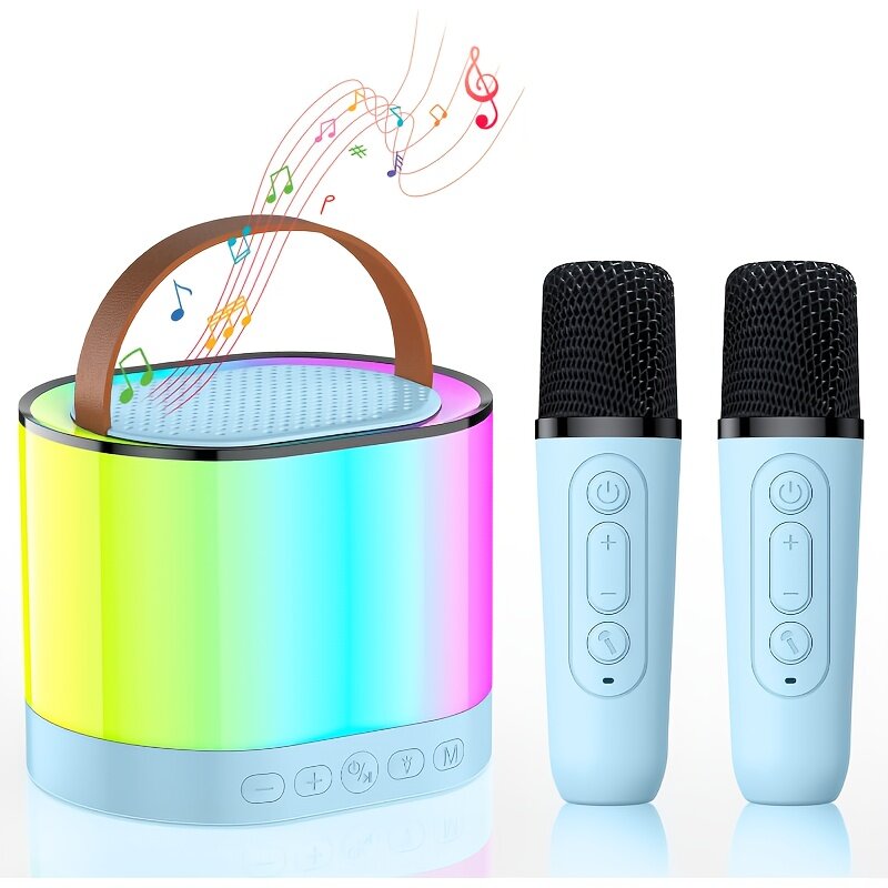 Мини Караоке Звуковая Система, Портативная Динамика, Динамика Для Компьютера, Мини Караоке Динамика, Портативная Динамика С 2 Микрофонами, Подходит Для Вечеринок, Подарков На День Рождения, Подарков