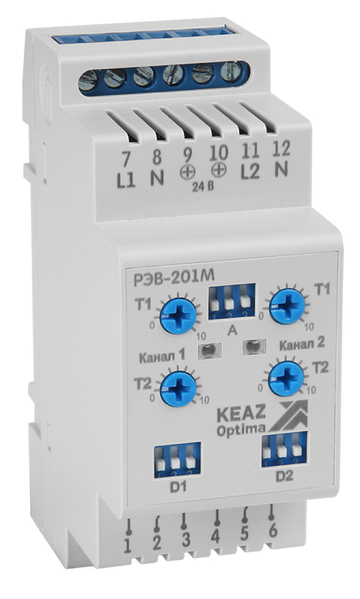 Реле времени КЭАЗ OptiDin РЭВ-201М-УХЛ3.1 многофункциональное, в корпусе из пластика, белый / электрика