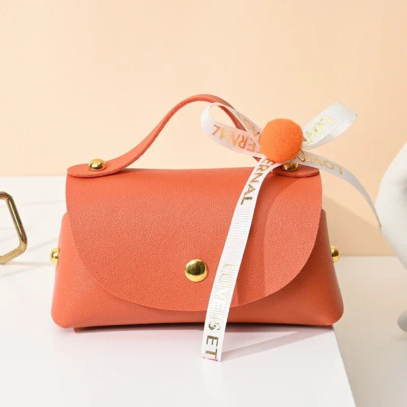 Кожаные подарочные пакеты с бантом Orange, 30pcs