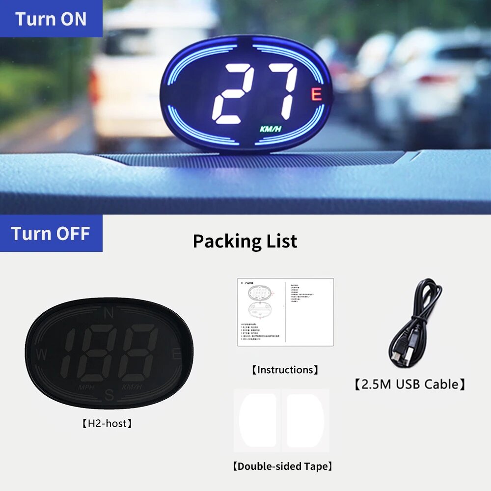 Спидометр gps для авто H2 HUD проекционный дисплей GPS Спидометр умный датчик для всех автомобилей пикапов грузовиков автобусов с USB компасом сигнализация скорости автомобильные аксессуары