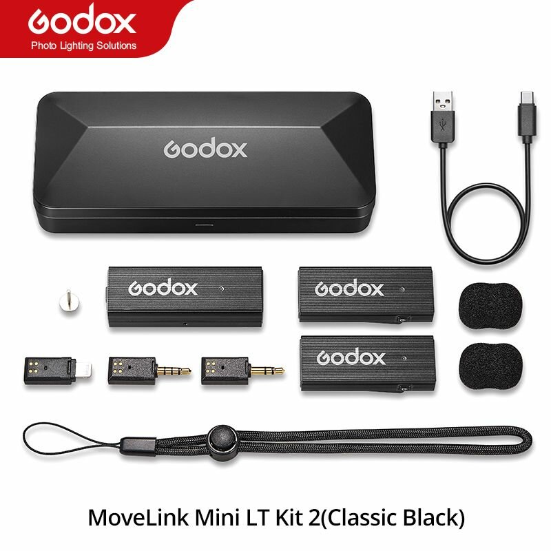 Godox MoveLink Mini LT беспроводной микрофон 2,4 ГГц передатчик приемник петличный микрофон для смартфона iPhone цифровая зеркальная камера