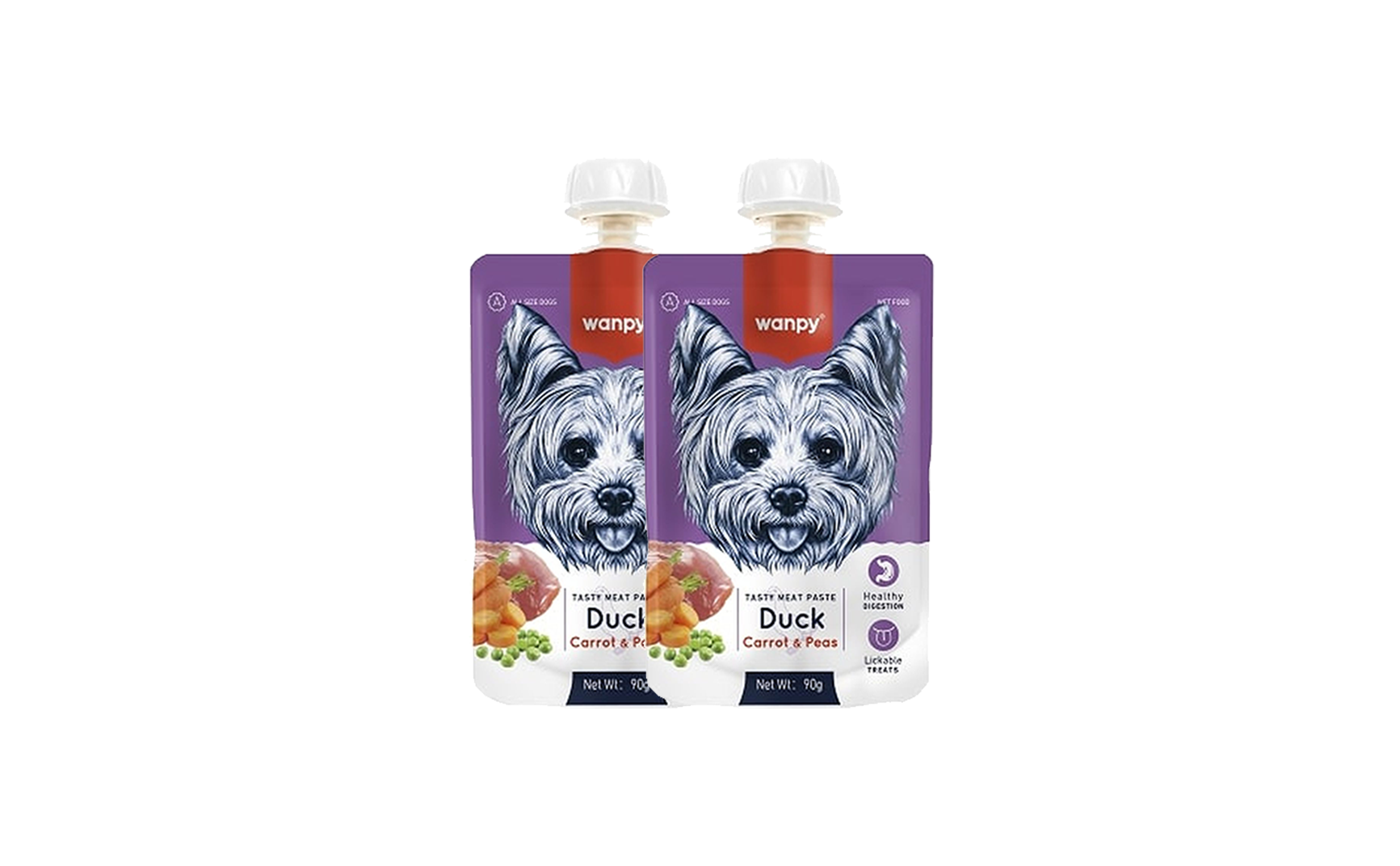 Wanpy Dog Лакомство для собак Мясное пюре из утки 90 г x 2 шт.