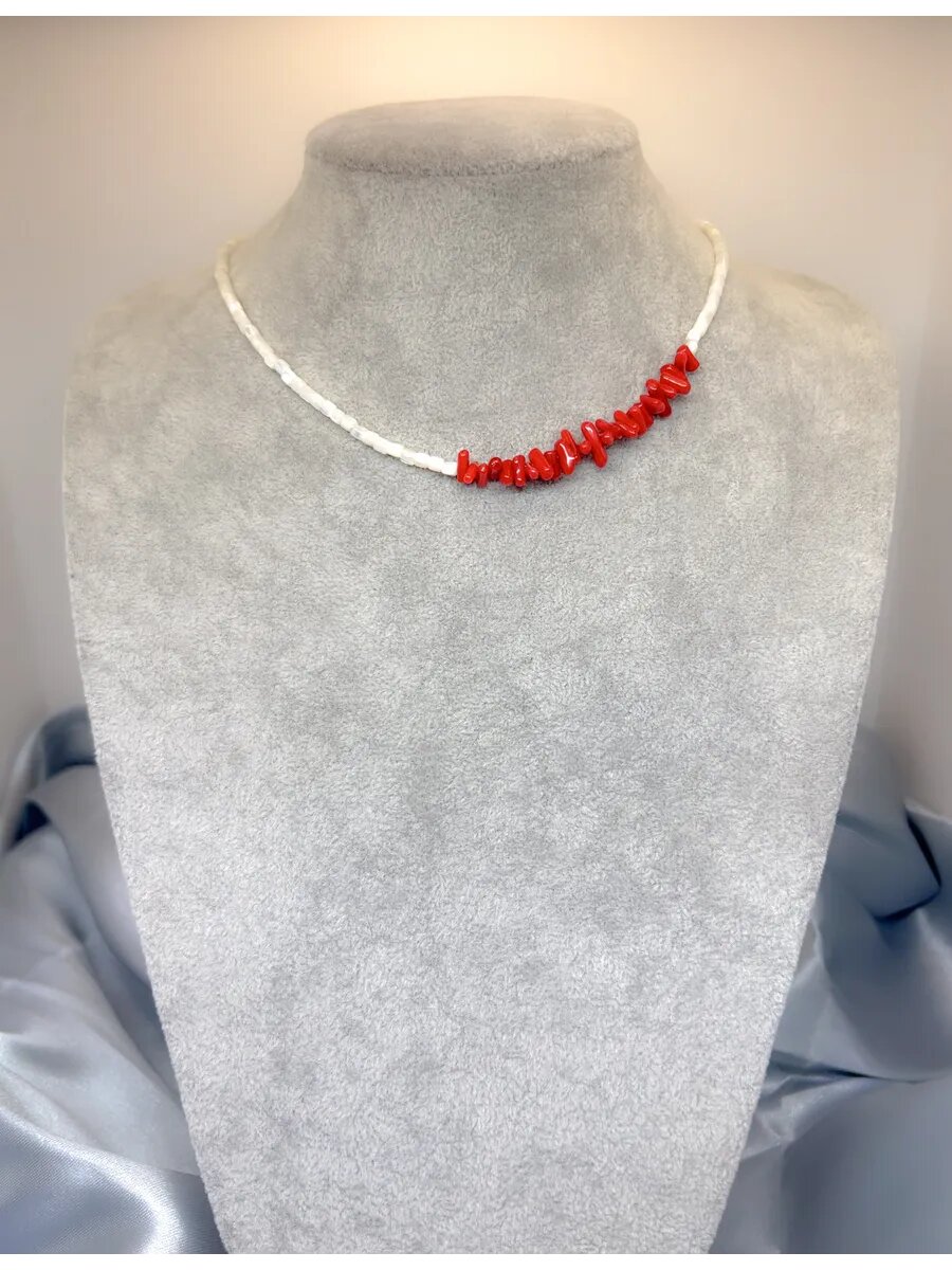 Чокер, перламутр, коралл