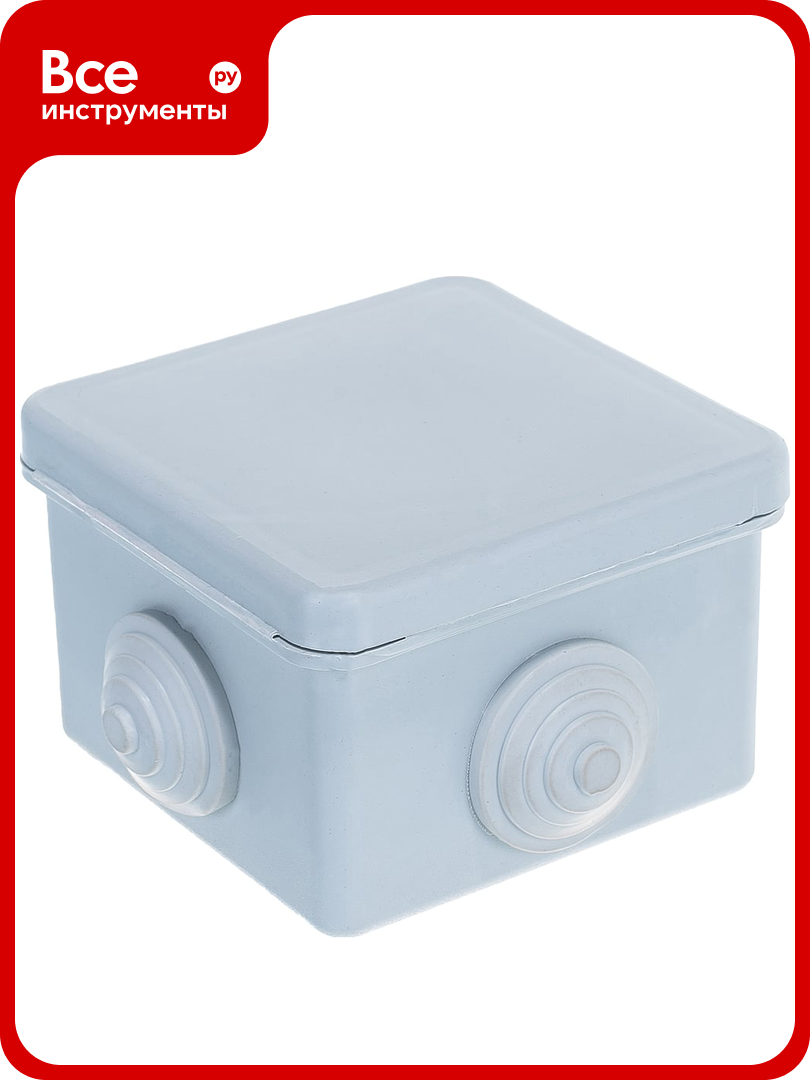 Распаечная, ЭРА, коробка ЭРА открытой установки КОР 65х65х50мм с гермовводами 4 вх. IP54 Б0037445