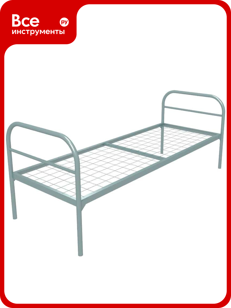 Кровать металлическая одноярусная SAMGRUPP "Эконом +" 800x1900, сетка 100x50, 1 перемычка КО-Э1-УС1 800х1900 (100х50) для защиты и декоративного покрытия поверхностей