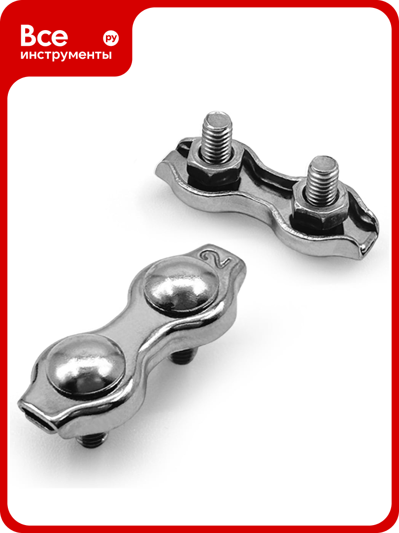 Нержавеющий зажим KREPFIELD 2 мм, дуплекс, art 8284, А4, 2 шт. 8284А4ЗАЖИМ2ММ-2, из нержавеющей стали, прочнее