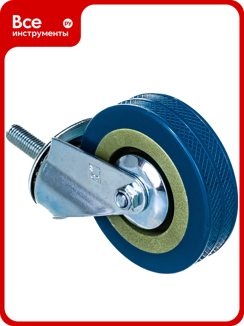 Колесная опора Tech-Krep поворотная D75 п/п, подшипник скольжения, с резьбой М10 - накладка 151199